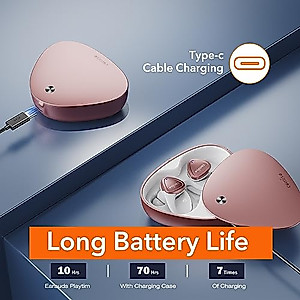 comiso True Wireless Earbuds with Punchy Bass, Built-in ENC & DSP, Active EQ, Touch Control, Bluetooth 5.3 Earbud & in-Ear Headphones with 70H Playtime, Over Ear with Hooks for Travel- Rose Gold