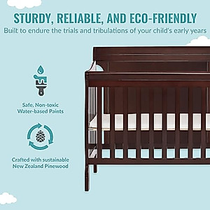 Dream On Me Alice 3-in-1 Full Panel Convertible Mini Crib, Espresso, Greenguard Gold Certified, 720 Oz