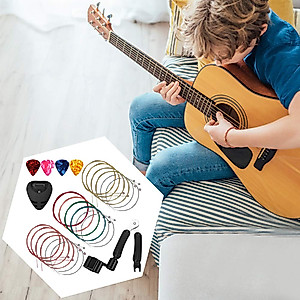 3 Sets Acoustic Guitar Strings Replacement Steel Guitar Strings (Gold, Brass, Multicolor) with 4 Pieces Celluloid Guitar Picks,Guitar String Winder Guitar Kit for Guitar Beginners Performers