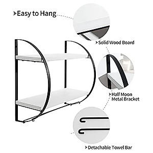 SUMGAR Floating Shelves with Towel Bar, 2 Tier Storage Shelf Wall Mounted for Bedroom, Living Room, Office, Kitchen