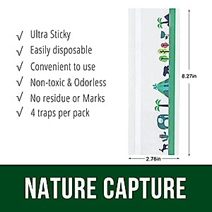 Garsum Window Fly Traps Indoors, Fly Paper Sticky Strips, Non-Toxic Clear Fly Catcher, Fly Killer for Home Window Decal 48 Traps