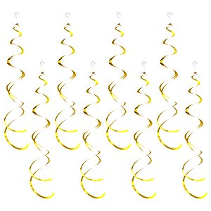 Gold Ceiling Swirl 30 Pcs Foil Party Streamers Decorations Ceiling Decorations Hanging Swirls Party Decorations Plastic Streamer Swirls Decorations for Wedding Thanksgiving Day Graduation Celebration