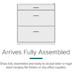 Hirsh Industries Space Solutions 30" W Metal 3 Drawer Home Office File Cabinet White