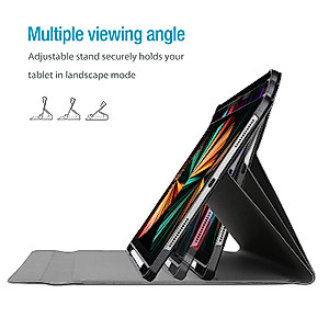 ProCase Keyboard Case for iPad Pro 12.9 2022 2021 2020 2018, Slim Shell Lightweight Cover with Magnetically Detachable Wireless Keyboard for iPad Pro 12.9 Inch 6th 5th 4th -Black