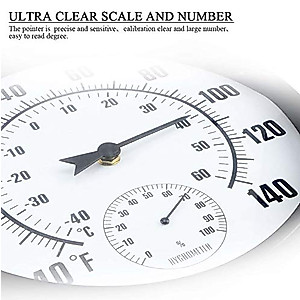 Thermometer Indoor Outdoor 10" Patio Large Wall Thermometer and Hygrometer,No Battery is Required to Let You to See The Temperature and Humidity of The Day from a Distance, Upgrade Version