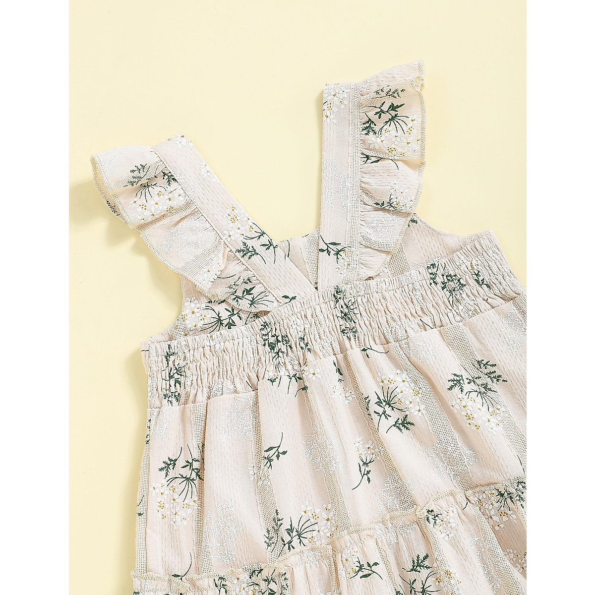 Hipea Toddler Girl Dress Ruffle Halter Floral Princess Dress Summer Beach Bohemian Casual Sundress Toddler Dress Apricot 5-6Years