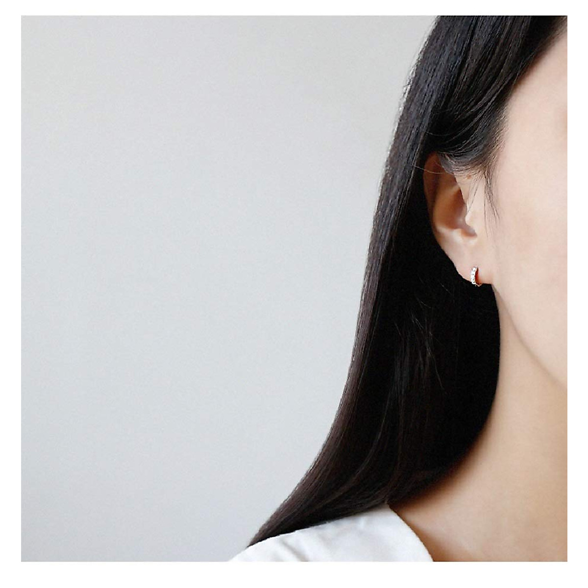 IminiJewelry Cubic Zirconia Small Hoop Earrings Ear Cuff for Cartilage Pierced Women Teen Girls Huggie Tiny Hoops (6mm)