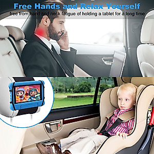 afontoto Anaoer Car Headrest Mount Silicon Holder, Universal Tablet Holder in Back Seats, Car Mount Angle-Adjustable Car Headrest Holder Fits All 7-12.9 inch Tablets/Game Machines