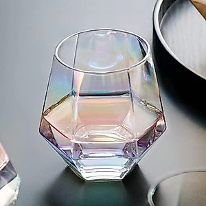 Nuxaoisgel Stemless Wine Glass Set Of 12,Iridescent Glassware For Gift,Modern Rainbow Wine Glass For Serving White Wine, Red Wine, Cocktail, Whiskey, Bourbon, Cool Water CUKBLESS(10 Oz)