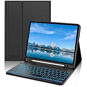 KVAGO Keyboard Case for iPad Air (5th, 4th gen - 2022, 2020), iPad Air 5th Generation Case with Keyboard, 7 Colors Backlit, Detachable, Wireless Keyboard, Slim Folio Cover 10.9“ with Pencil Holder