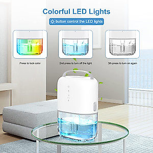Dehumidifiers, Small Dehumidifiers for Home 320 Sq.Ft with Timer, LED Light 50oz(1500ml) Auto Defrost Portable Dehumidifiers for RV Bedroom Bathroom Closet Kitchen Office, Ultra Quiet