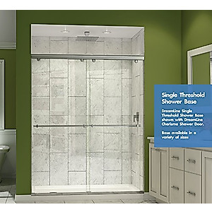 DreamLine SlimLine 36 in. D x 60 in. W x 2 3/4 in. H Right Drain Single Threshold Shower Base in Biscuit, DLT-1136602-22