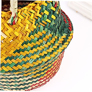 STOBAZA 3pcs Plant Pots Indoor Seagrass Flower Bin Folding Laundry Basket Pot for Plants Indoor Seagrass Succulent Vase Kid Beach Bag To Weave Coconut Shell Bamboo