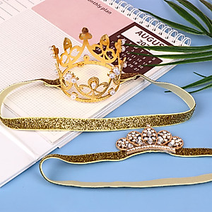 Gold Baby Crown Baby Tiara Baby Crown Headband Crystal Crown Hair Belt for Little Girl Infant Princess Tiaras Birthday Elastic Hair Band for Photography Headband Props