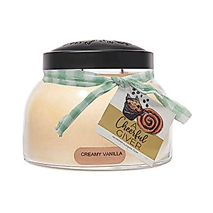 A Cheerful Giver - Creamy Vanilla Mama Scented Glass Jar Candle (22oz) with Lid & True to Life Fragrance Made in USA