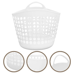 Cabilock Laundry Basket Plastic Laundry Hamper 30L Portable Round Bin with Carry Handles Laundry Bin Organizer Dirty Clothes Hamper for Bedroom Bathroom Towel Hamper for Wet Towels