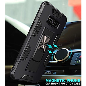 for Samsung Galaxy S8 Plus Case Samsung Galaxy S8+ Case Military Grade Built-in Kickstand Case Holder Armor Heavy Duty Shockproof Cover Protective for Samsung Galaxy S8 Plus Phone Case (Black)