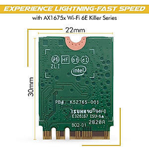 HighZer0 Electronics AX1675x Killer Series Upgraded WiFi 6E Adapter | Gaming WiFi Adapter | M.2 Wifi Card | 2.4 Gbps WiFi for PC | Supports Bluetooth 5.3 & Intel, AMD with Windows 10+, Linux (AX1675x)