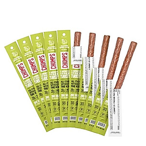Chomps Jalapeño Turkey Jerky Meat Snack Sticks 10-Pack - Keto, Paleo, Low Carb, Whole30 Approved, 12g Lean Meat Protein, Gluten Free, Antibiotic Free, Zero Sugar Food
