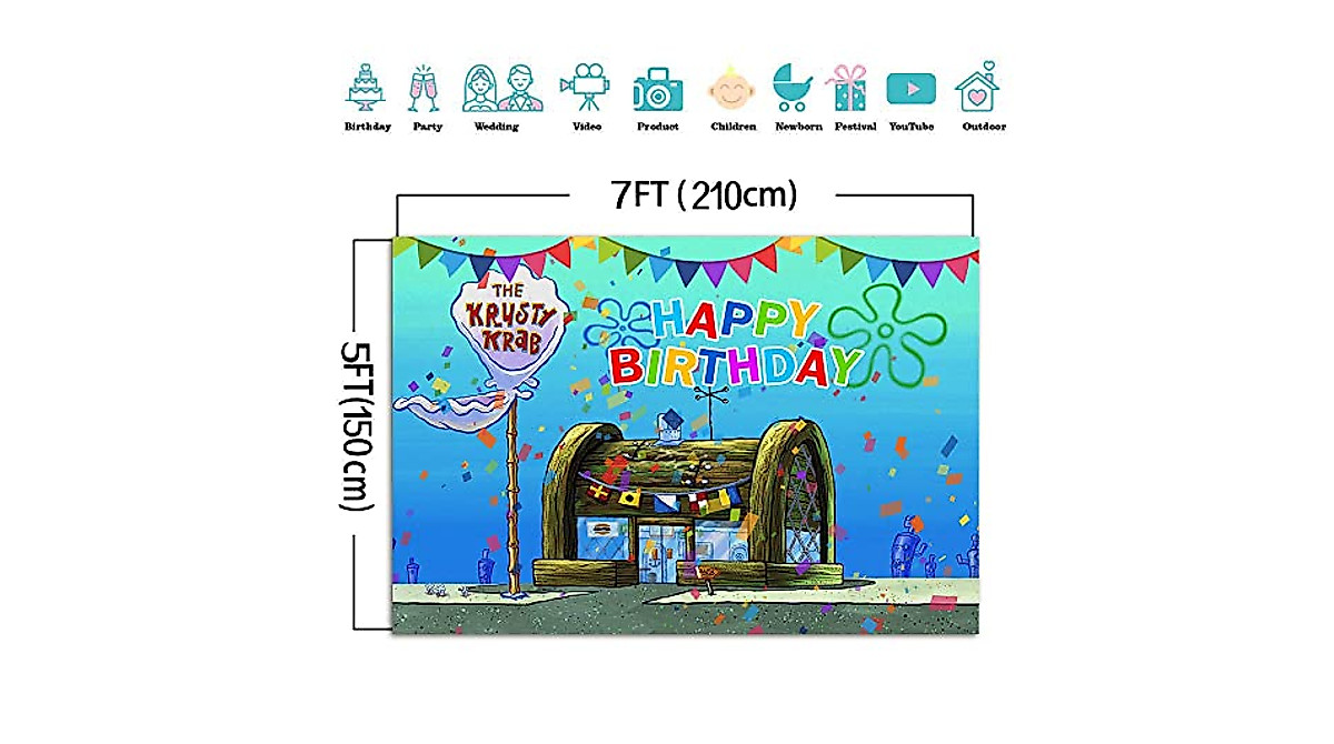 Spongebob 7x5ft Photography Backdrop for Kids Party