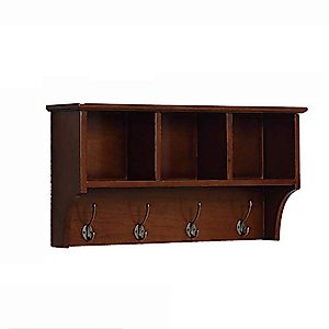 PIBM Stylish Simplicity Shelf Wall Mounted Floating Rack Shelves Retro Hangers Hanging Coat Multipurpose Bearing Strong,3/4 Grid,2 Sizes,2 Colours, Black Walnut , 85x18x35cm