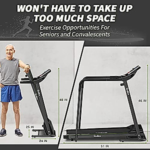 Redliro Walking Treadmill with Long Handraill for Balance, Recovery Fitness Exercise Machine Foldable for Home use with Holder for Phone & Cup,LCD Display, 300 lbs Capacity