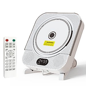 CD Player Kpop Wired with Bluetooth Speakers,Wall/Desk CD Players for Home,Stereo Music Player for Kids/Seniors with Boombox,FM Radio with Remote Control,Support LED/Copy/Alarm Clock/USB/TF/AUX-White