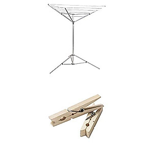 Household Essentials Portable Umbrella Drying Rack Bundle | Aluminum | Includes 96 ct Clothespins