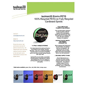 taulman3D PETG Recycled Filament 1.75mm, 3D Printer Consumables, 1kg Spool (2.2lbs), 100% Recycled Enviro PETG, Fit Most FDM Printer (White)