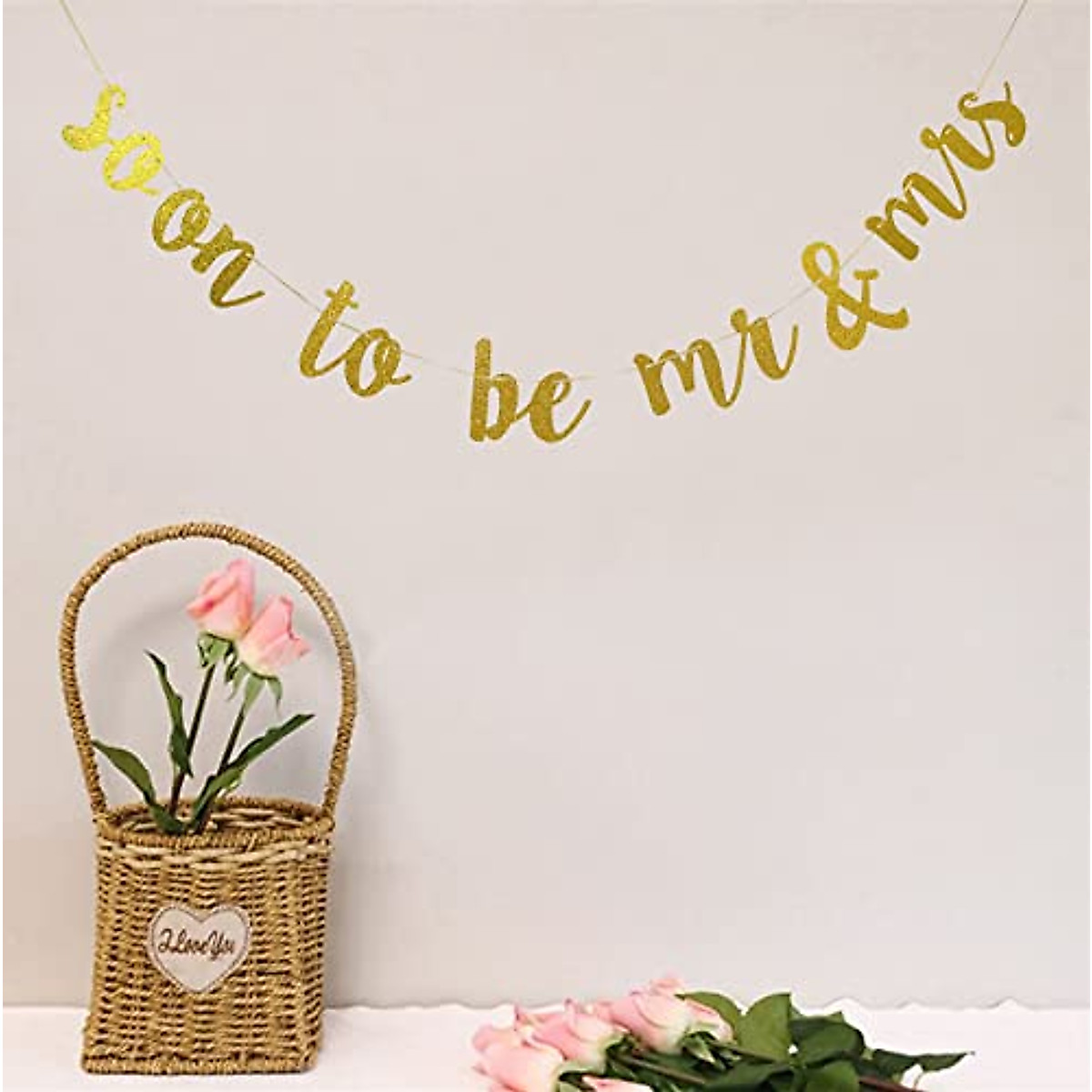 YaFeiDa Soon to Be Mr&Mrs Banner Future Mr & Mrs Banner for Engagement Bridal Shower Bride and Groom Party Decorations Pre-Strung Sign (Gold),SKA-NB018