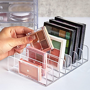 TUZAZO 2 Pack Acrylic Eyeshadow Palette Makeup Organizer - 7-Section Makeup Palette Organizer - Cosmetics Display Storage Holder for Eyeshadow Palettes Blush Contour Kits Sunglasses