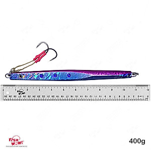Red Glow Fish WOW!® 400g Speed jigs 14oz Fishing Vertical Knife Trolling Jig Fall Metal Flat Bait with Two Assist Hook