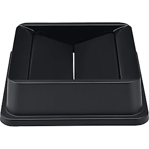 Global Industrial Plastic Swing Lid for Square Trash Container, 35 & 55 Gallon, Black