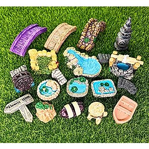 JKanruh 20 Pcs Mini Fairy Garden Accessories Kit, Miniature Garden Figurines,Miniature Pond Lawn Garden Ornament Figurines for Fairy Garden Decoration