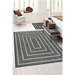 Adiva Rugs Outdoor Indoor Area Rug, Weather Resistant, Easy to Clean, Stain Resistant Floor Mat for Dining Room, Backyard, Deck, Patio (PEBBLE WEISS, 7'10" x 10')