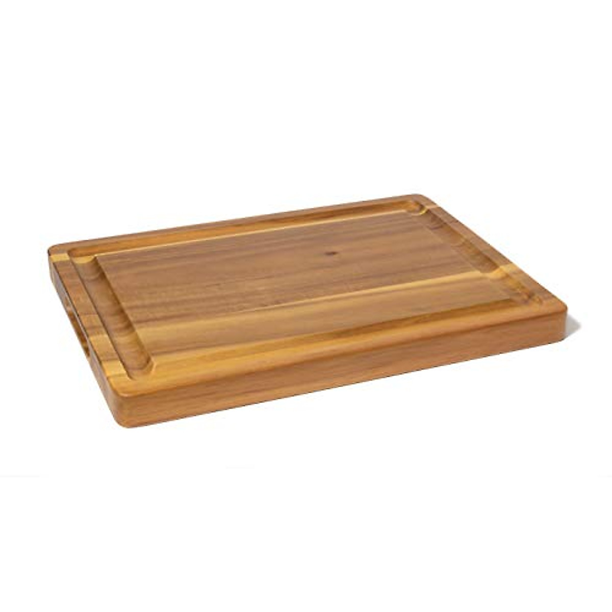 Lipper International 1250 Acacia 1 1/2" Thick Carving Board with Deep Well and Inset Handles for Cutting or Serving Meat, 20" x 15" x 1 1/2"