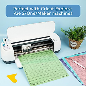 16 Pack Cutting Mats for Cricut - Lya Vinyl Variety Cutting Mats for 12"x12" Vinyl, Cutting Mats for Vinyl(StandardGrip, LightGrip, StrongGrip, FabricGrip) for Cricut Explore Air Series & Accessories