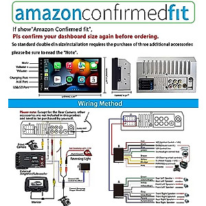 Double Din Car Stereo Compatible with Apple Carplay&Android Auto, 7inch Full HD Capacitive Touchscreen Car Stereo Double Din Radio with Bluetooth, Camera, Mirror Link, FM Radio, 2 USB/TF/AUX/Subwoofer