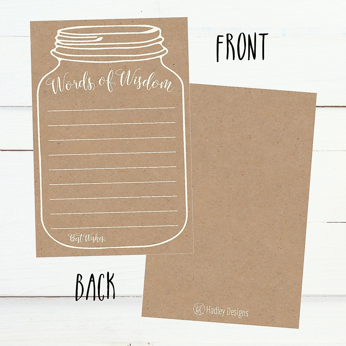 50 Rustic Mason Jar Words of Wisdom Advice Cards, Use As Graduation Advice Cards, Marriage or Wedding Advice Cards, Bridal or Baby Shower Party Games, Boy or Girl Baby Prediction or Advice Cards
