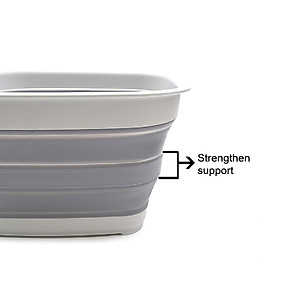 SAMMART 15L (3.9 Gallon) Collapsible Tub - Foldable Dish Tub - Portable Washing Basin - Space Saving Plastic Washtub (Dark Grey (Set of 2))