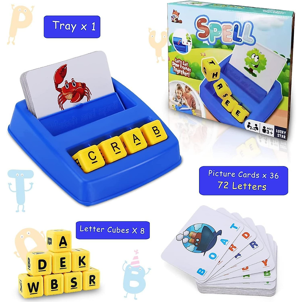 Learning Toys for 3 4 5 6 Year Old Boy Gifts,Educational Sight Words Flash Cards Kindergarten, Spelling Learning Games for Kids Ages 5-7,Matching Letter Math Memory Games