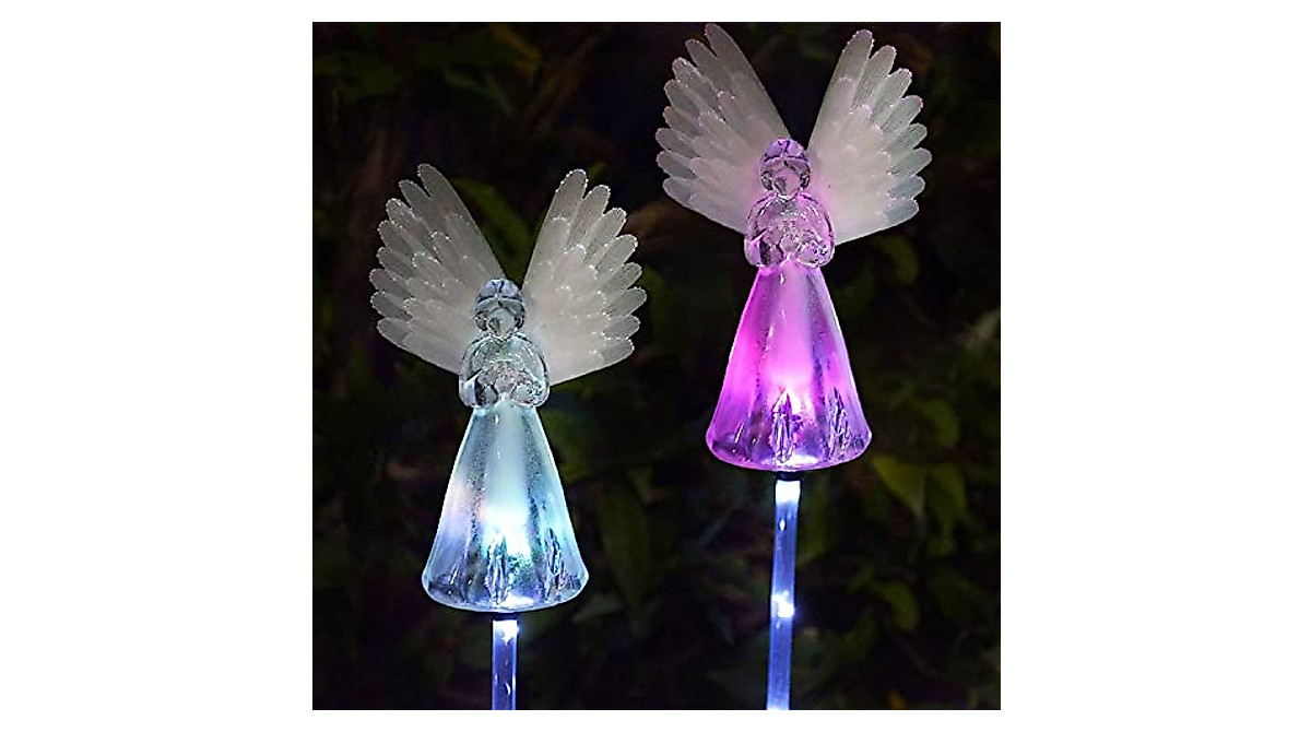Awinking 2 Pack Solar Angel Lights - Color Changing Outdoor Decor
