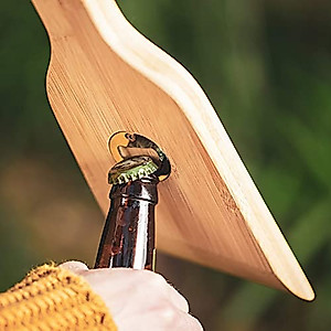 Charware Classic Grill Scraper: Premium Non-Bristle Wooden Grill Cleaner Non-Wire BBQ Brush - Premium 100% Pine 17" Cleaning Brush Wooden Grill Paddle Tool with Bottle Opener (Smoked Pine)