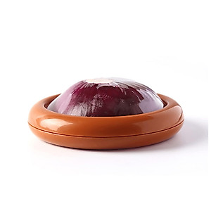 SiiMMM Transparent Film Fruit and Vegetable Preservation Box Set - Keep Produce Fresh - Avocado Cover, Onion Storage Box, Leak-Proof - Ideal for Kitchen and Home (Brown)