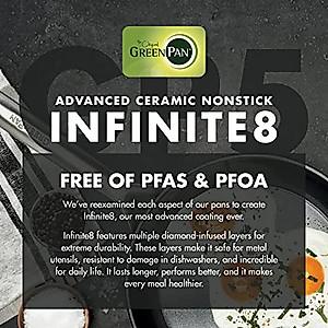 GreenPan GP5 Hard Anodized Advanced Healthy Ceramic Nonstick, 8QT Stock Pot with Insulated Lid, PFAS-Free, Induction, Dishwasher Safe, Oven & Broiler Safe, Black