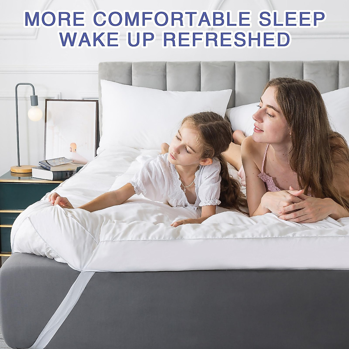 WhatsBedding 3 Inch Memory Foam Mattress Topper California King Size, Breathable Fluffy Shredded Memory Foam Filled Pillow Top, 4 Anchor Elastic Bands, 84x72x3 Inch