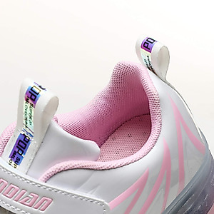 HHSTS kids shoes with Wheels LED light color shoes shiny roller skates skate shoes simple kids gifts boys girls The best gift for party birthday Christmas day(3 Little Kid,White pink)