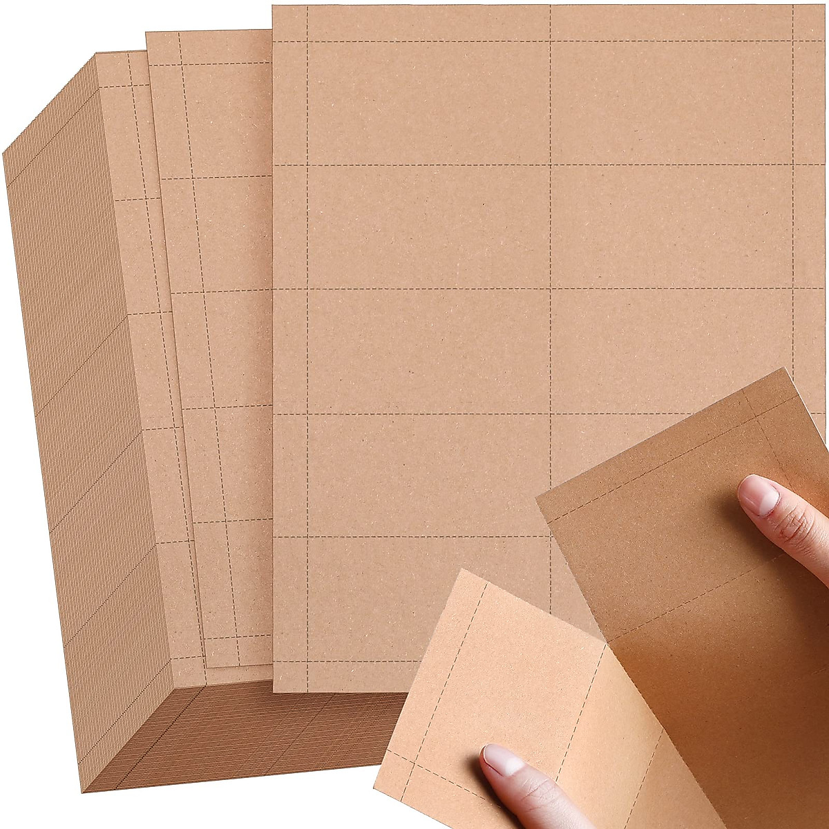 Fainne 2000 Pieces Blank Printable Business Cards Mini Note Index Perforated Card Stock Compatible with Laser and Inkjet Printer Double Sided Printing Paper 10 Cards/Sheet (Brown)