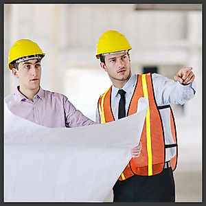 Haysandy 20 Packs High Visibility Reflective Safety Vest with Strips Orange Safety Construction Vest Lightweight Neon Mesh Fabric Universal Size for Men Women Outdoor Traffic (Neon Orange)