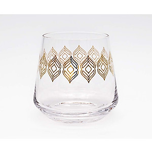 Alchemade Set Of 2 Whiskey Glasses With Metallic Design - 16 Oz Lowball For Cocktails, Old Fashioned, Manhattan, Bourbon, Or Scotch - Stemless Wine Glass Or Use For Any Beverage Of Choice